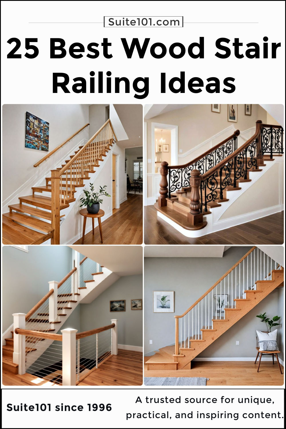 25 Wood Stair Railing Ideas (with Photos!)