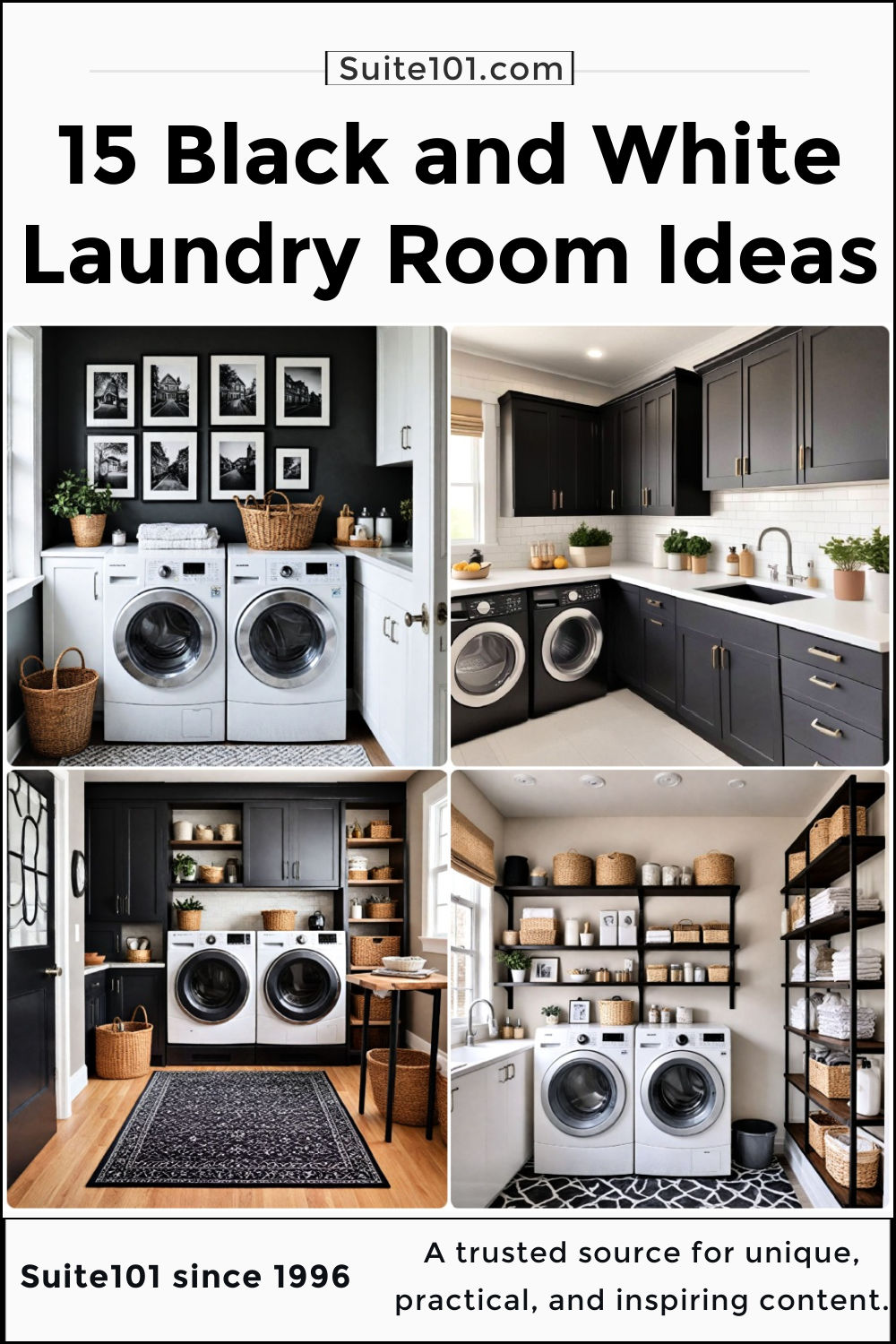 15 Black and White Laundry Room Ideas To Get Inspired