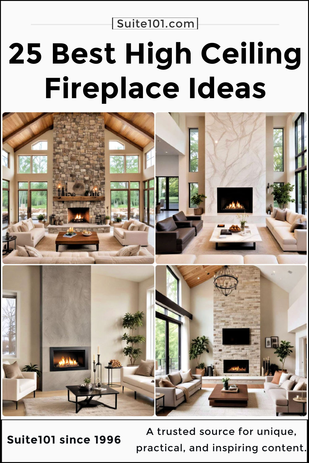 25 High Ceiling Fireplace Ideas for A Dramatic Ambiance