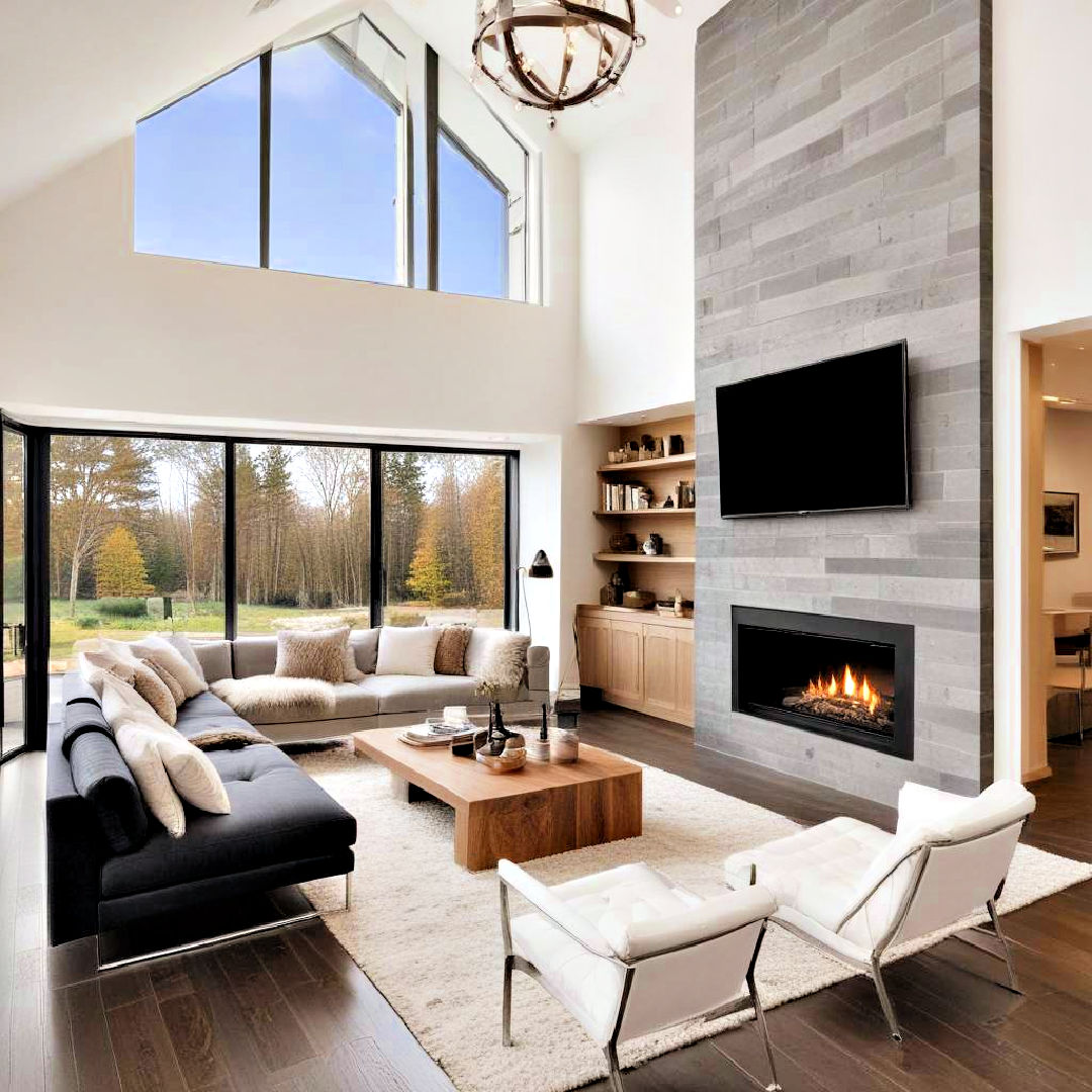 25 High Ceiling Fireplace Ideas for A Dramatic Ambiance