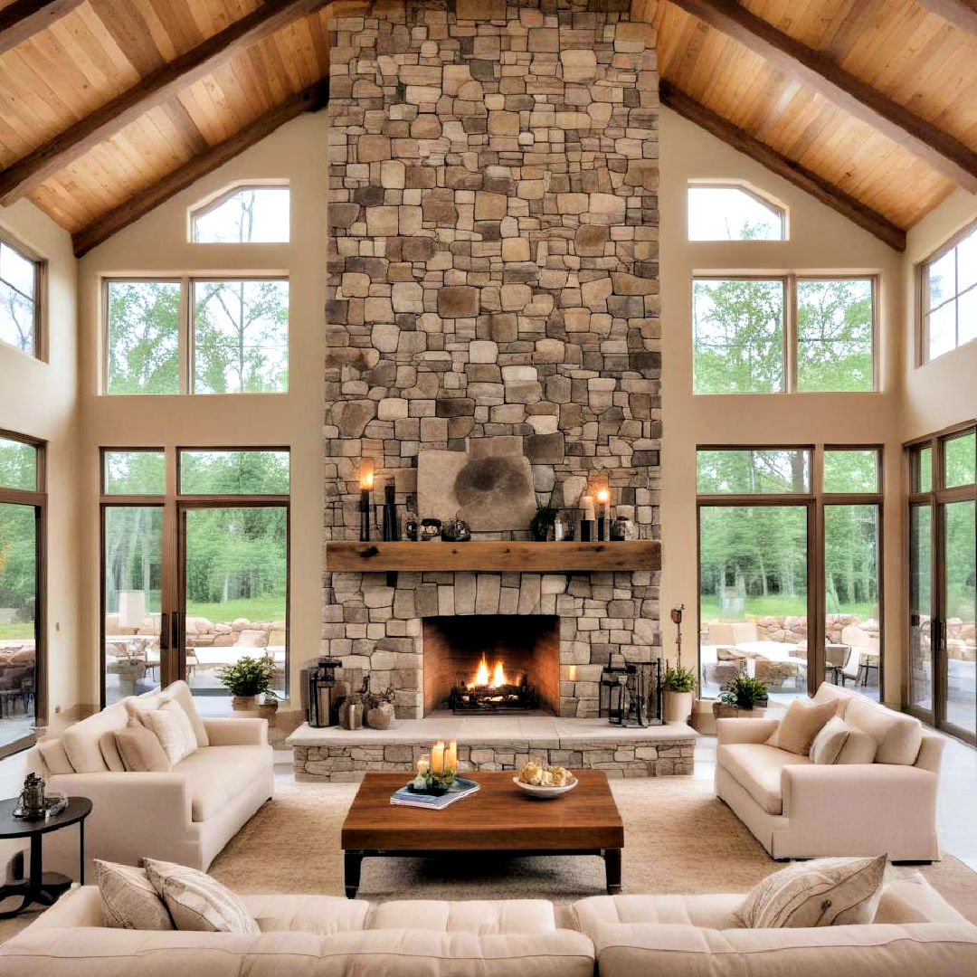 25 High Ceiling Fireplace Ideas for A Dramatic Ambiance