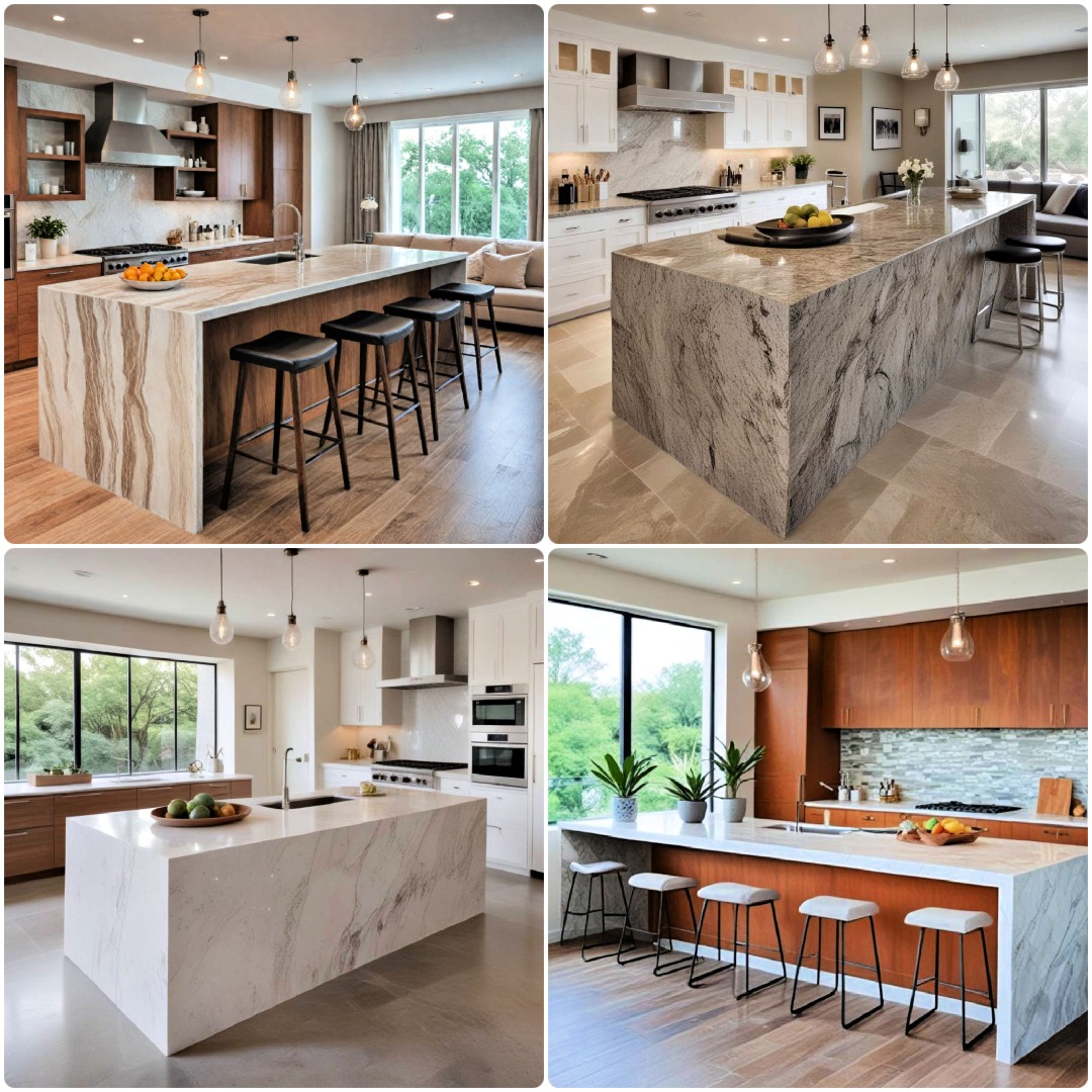 15 Waterfall Kitchen Island Ideas for A Luxurious Look