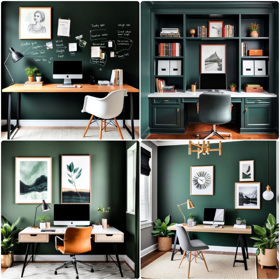 25 Dark Green Home Office Ideas To Boost Creativity