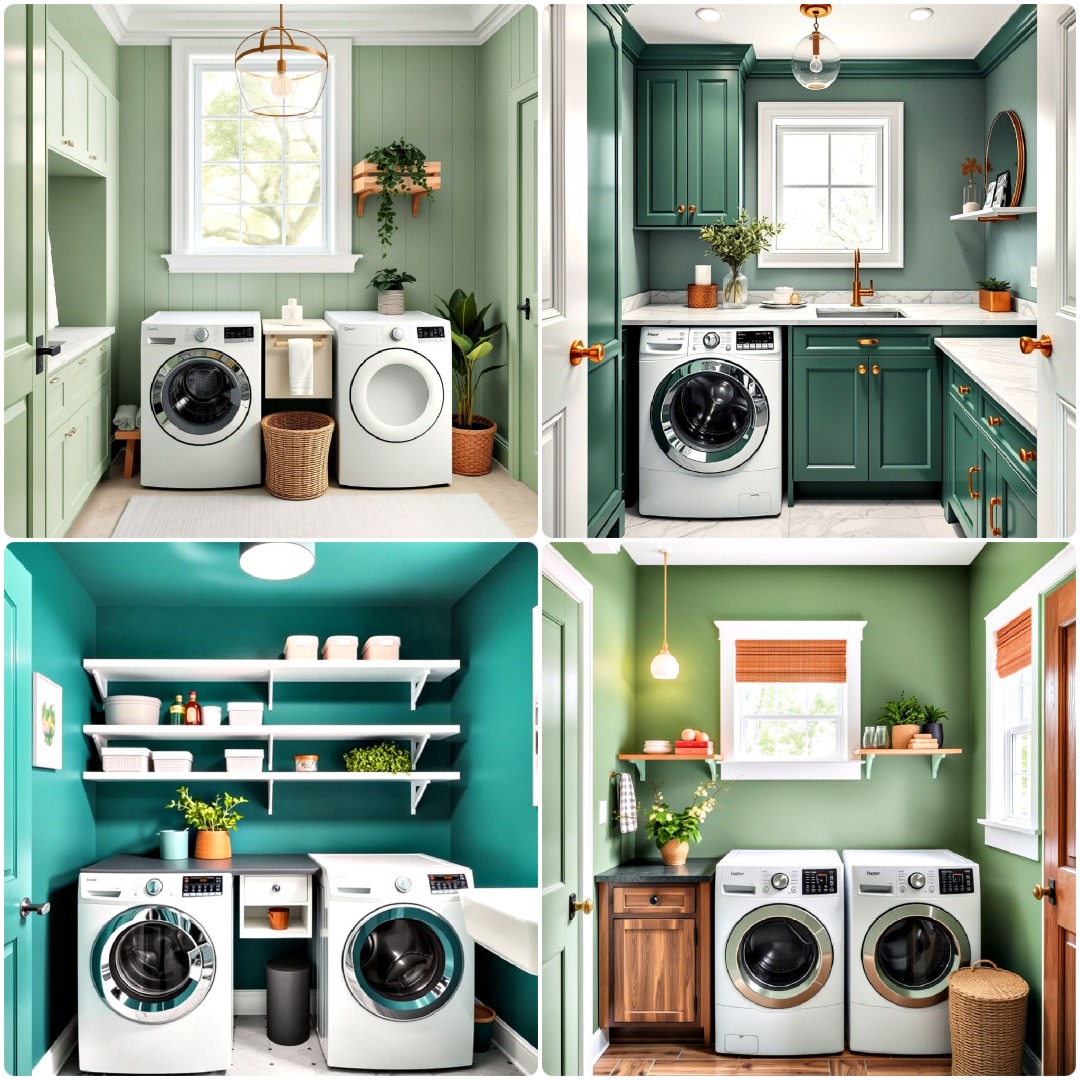 25 Green Laundry Room Ideas for A Touch of Nature