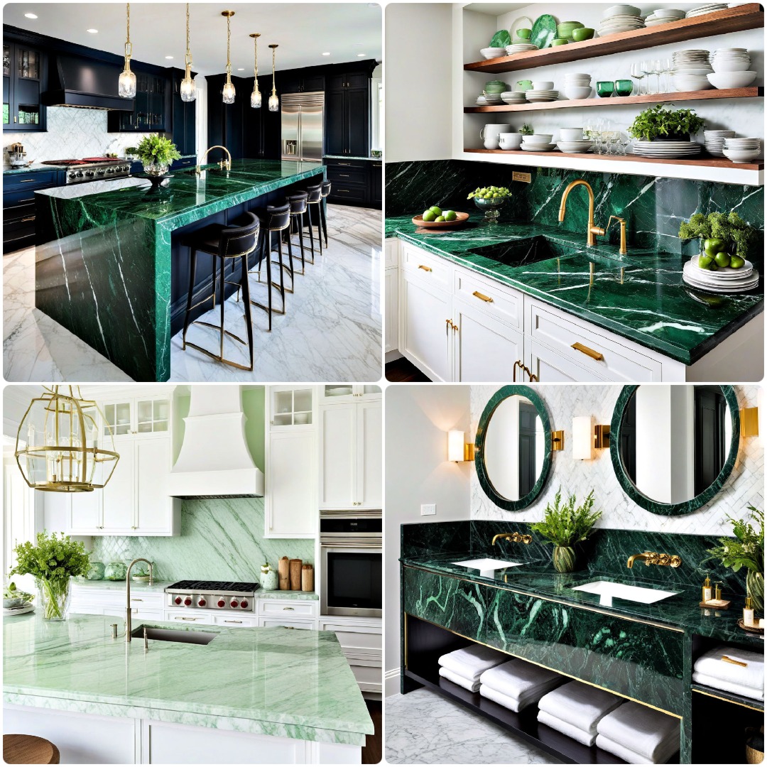 15 Green Marble Countertop Design Ideas To Copy