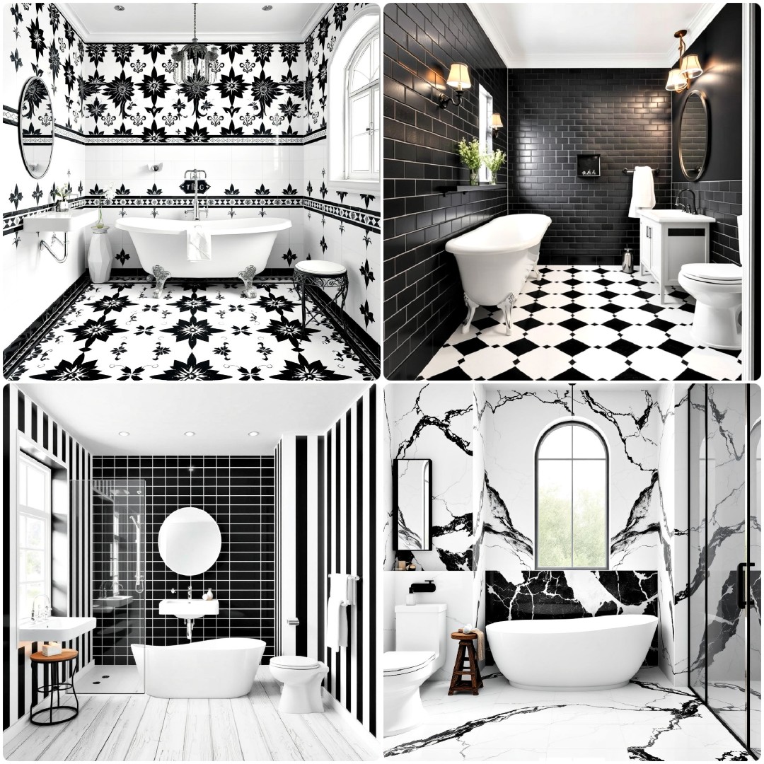 25 Black and White Bathroom Tile Ideas for Every Style