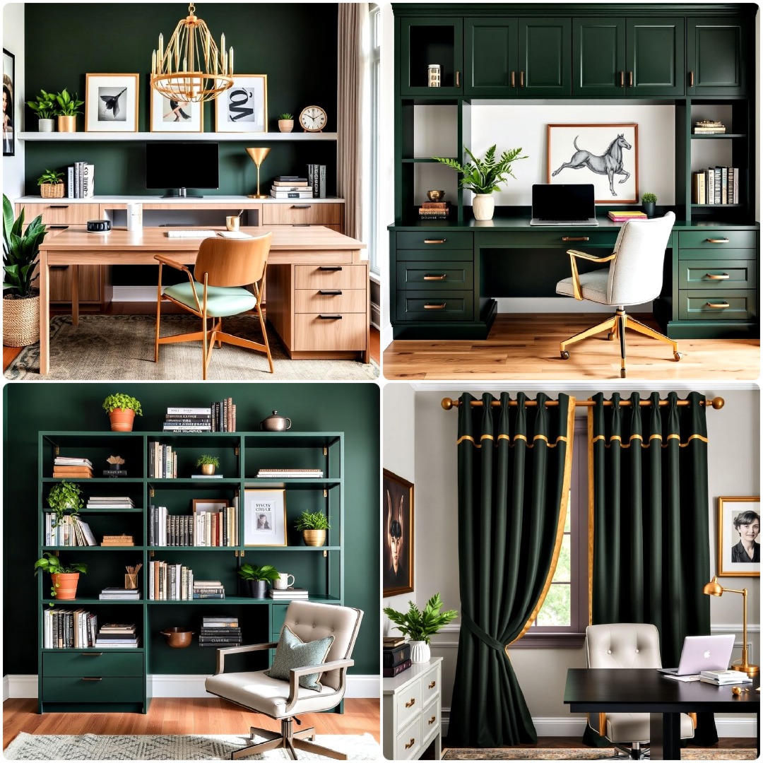 20 Dark Green Office Ideas for A Stylish Workspace