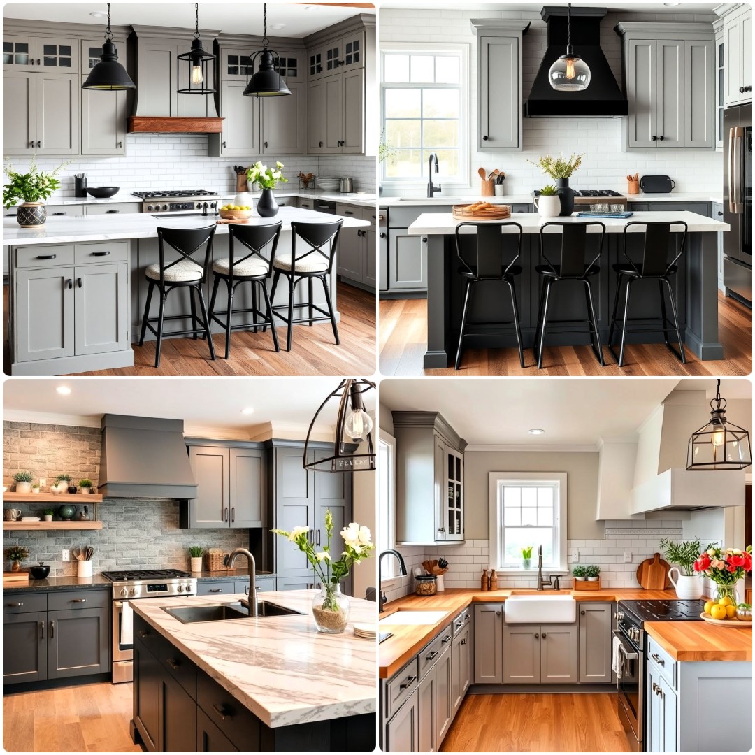 20 Farmhouse Kitchens With Gray Cabinets You'll Love