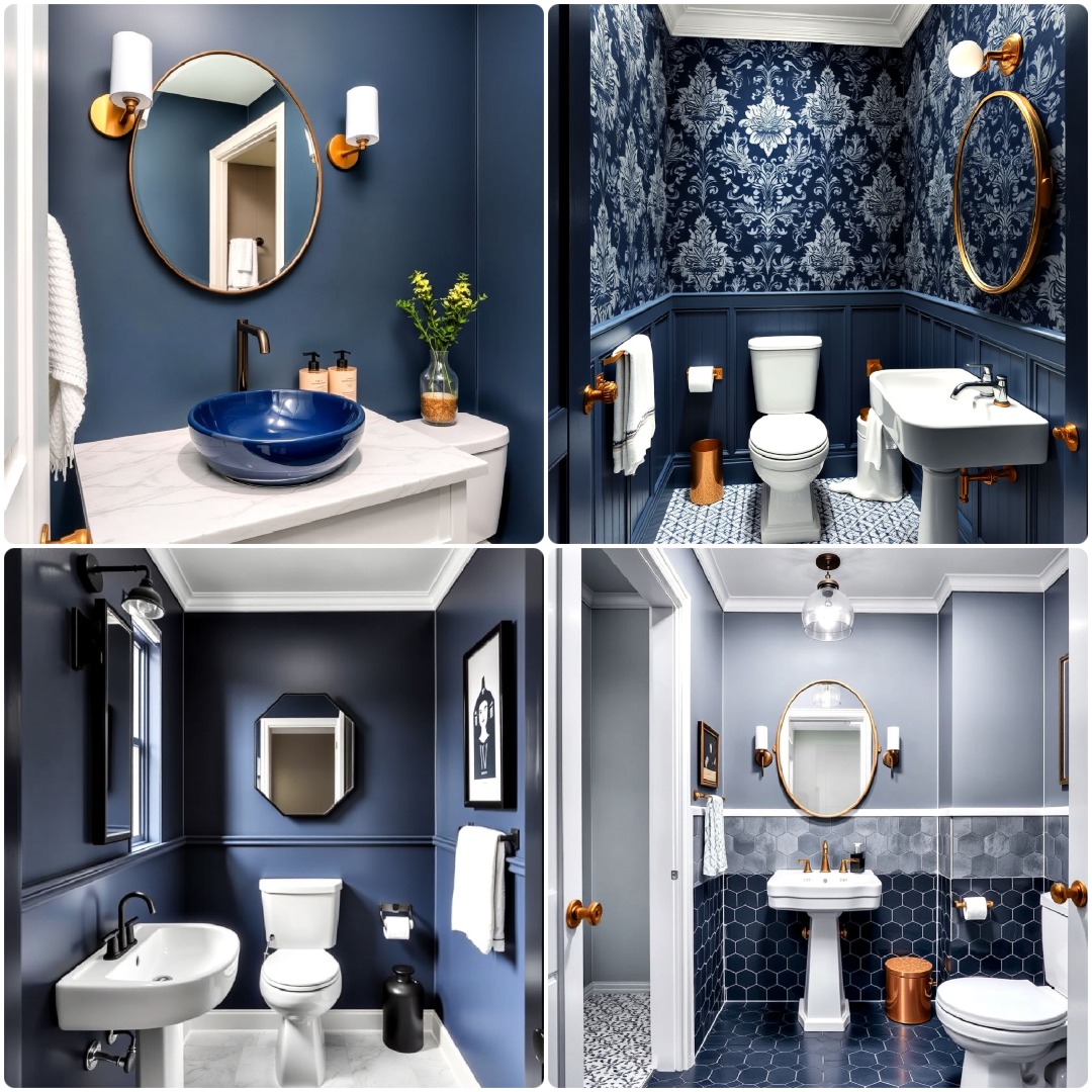 15 Navy Blue Powder Room Ideas To Get Inspired