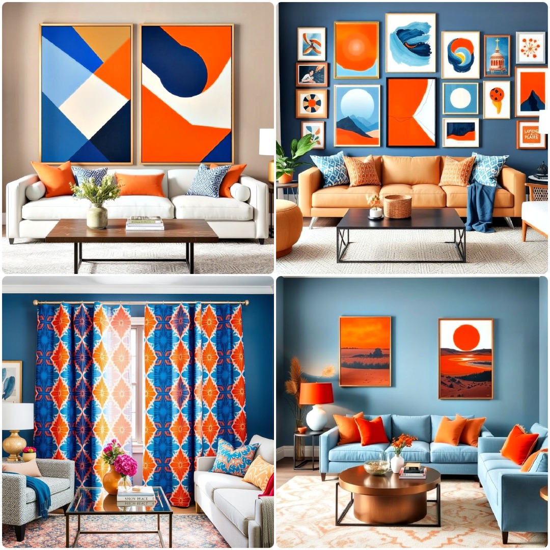 20 Blue and Orange Living Room Ideas for A Unique Style