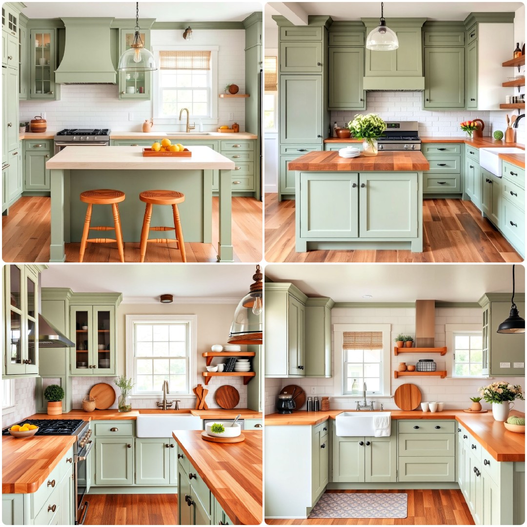 15 Sage Green Kitchen Cabinets With Butcher Block Countertops