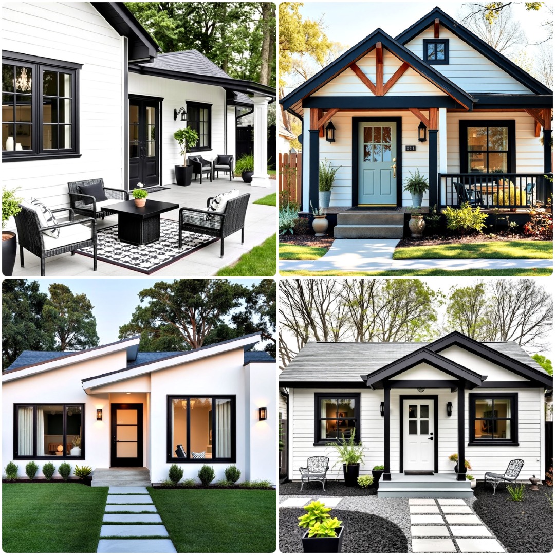 25 Single Story White Houses With Black Trim You'll Love