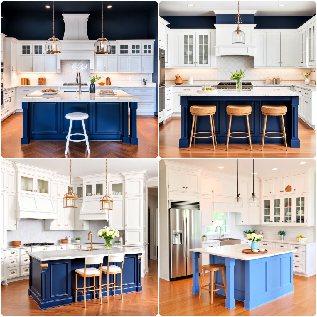 25 White Kitchen Cabinets With Blue Island To Try