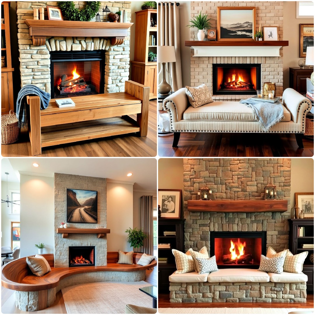 15 Fireplace Bench Ideas for A Cozy Touch