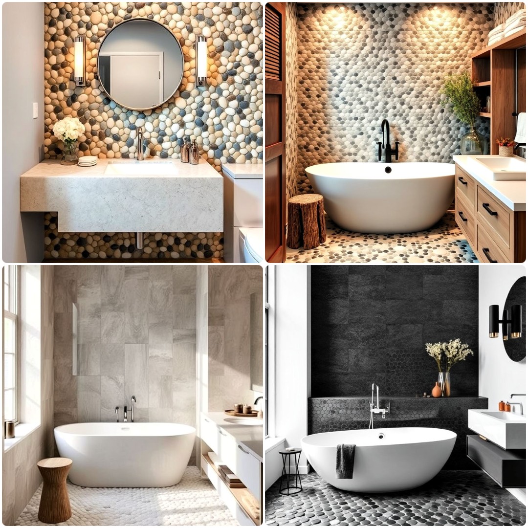 15 Pebble Tile Bathroom Ideas for Unique Flooring