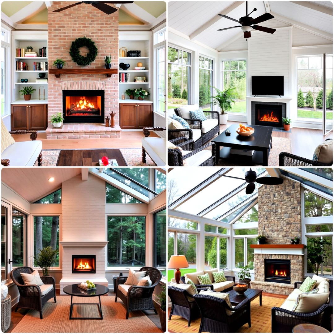 25 Sunroom Ideas With Fireplaces You’ll Love